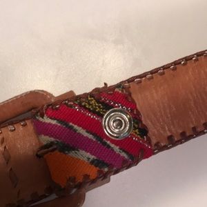 Vintage | Accessories | Vintage Mexican Leather Belt Boho Rainbow ...